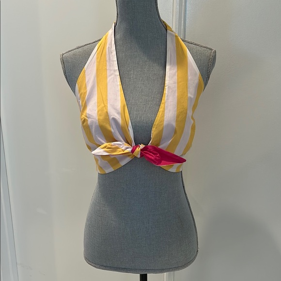 FARM Rio | Tops | Farm Rio Yellow And White Striped Halter Top | Poshmark